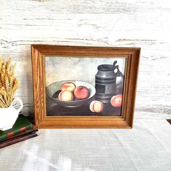 Wall Decor | Vintage Still Life Fruit Picture Framed Wall Decor Wood ...